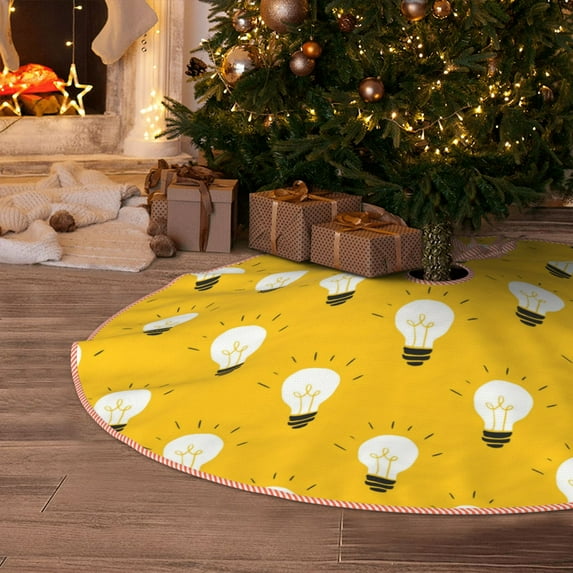Christmas Tree Skirt - Bulb Pattern yellow Halloween Tree Skirt Winter ...