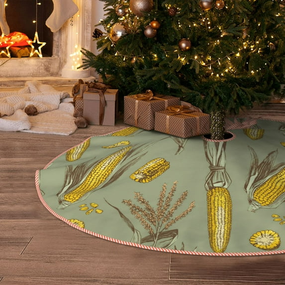 Christmas Tree Skirt - Cartoon Corn and Wheat Halloween Tree Skirt ...