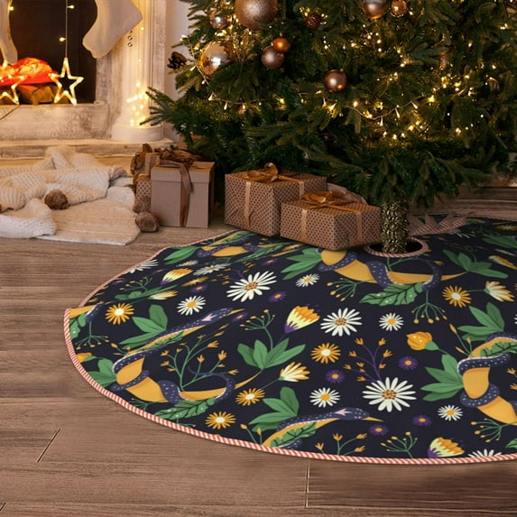 Christmas Tree Skirt - Cartoon Funny Snake Moon Daisy Halloween Tree ...