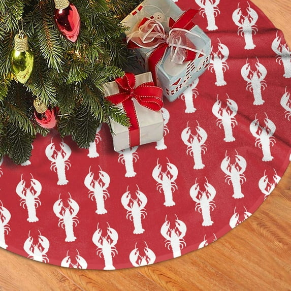 Christmas Tree Skirt, Cartoon Lobster Soft Plush Christmas Tree ...