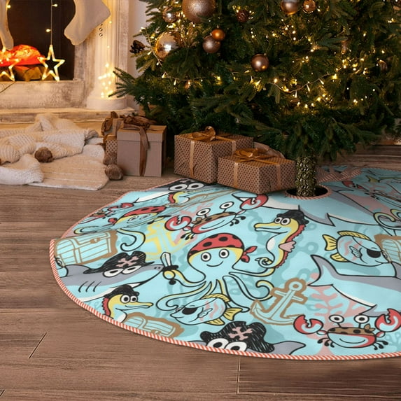 Christmas Tree Skirt - Cartoon Pirate Halloween Tree Skirt Winter Fall ...