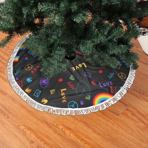 Christmas Tree Skirt, Cartoon Pride Lgbt Christmas Tree Decorations ...