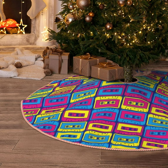 Christmas Tree Skirt - Cassette Tapes Halloween Tree Skirt Winter Fall ...