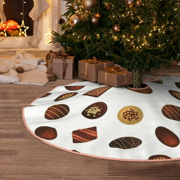 Christmas Tree Skirt - Chocolate Print White Halloween Tree Skirt ...