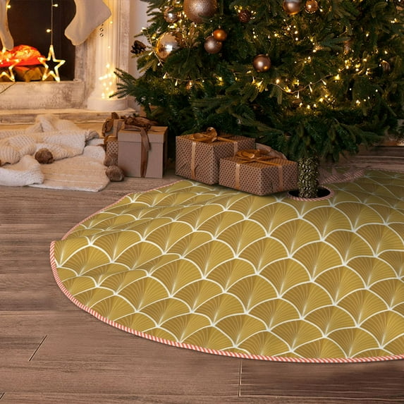 Christmas Tree Skirt - Classic scale yellow print Halloween Tree Skirt ...