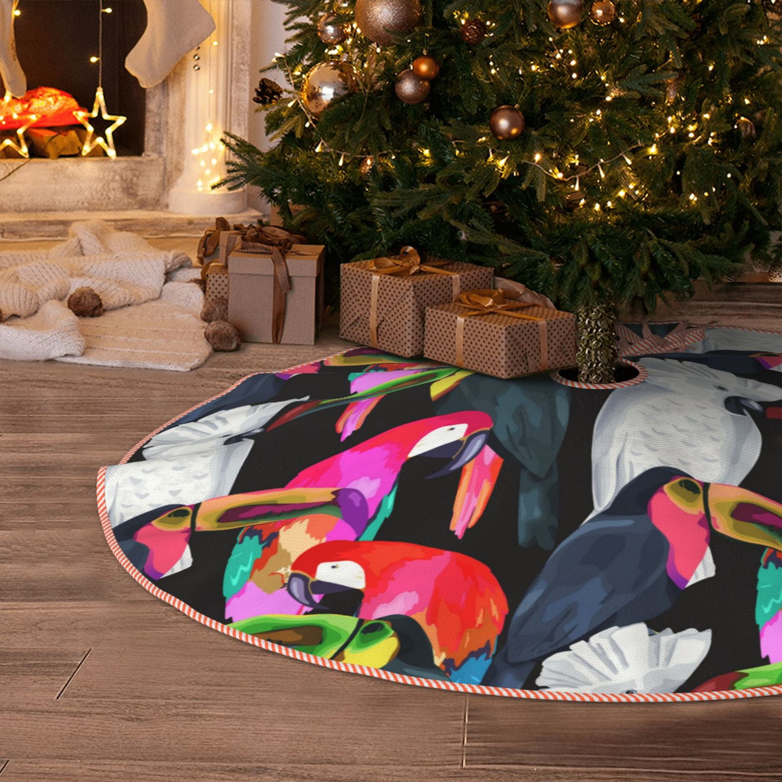 Christmas Tree Skirt - Colorful Toucan Cockatoo Parrot Halloween Tree ...