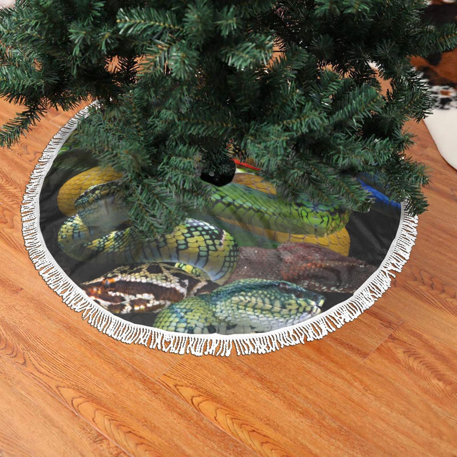 Christmas Tree Skirt, Colorful Viper Snake Christmas Tree Decorations ...