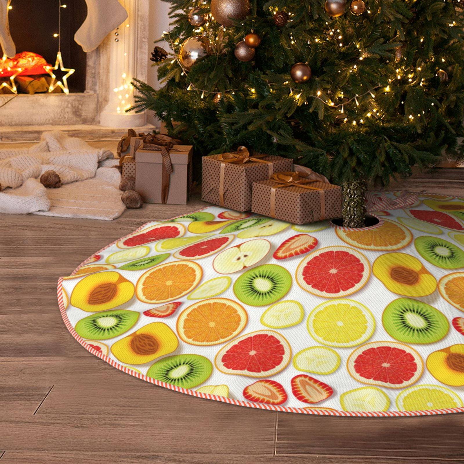 Christmas Tree Skirt - Colorful fruit lemon Halloween Tree Skirt Winter ...