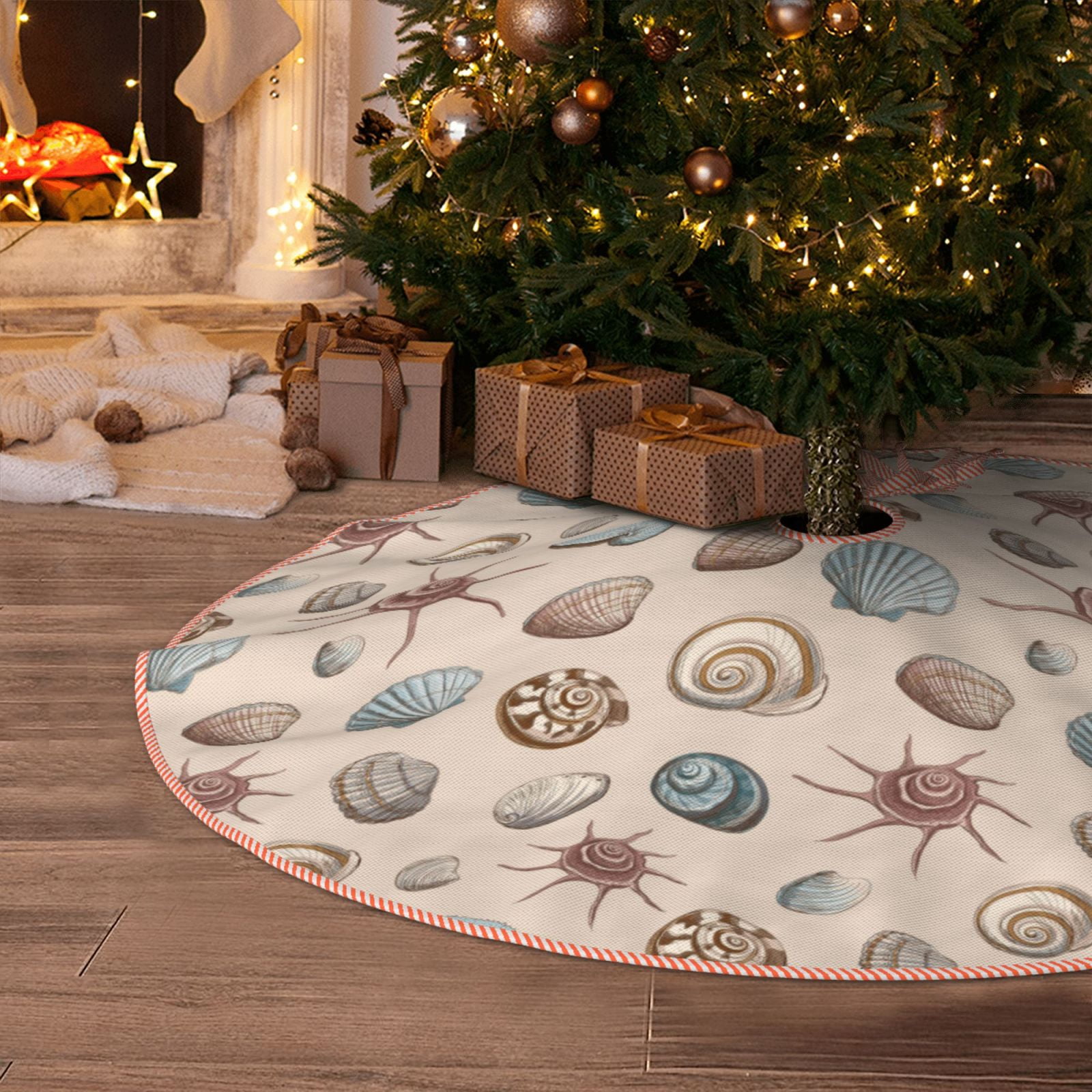 Christmas Tree Skirt Conch Shells Print No.9013 Tree Skirt for Merry Christmas Party Christmas ...