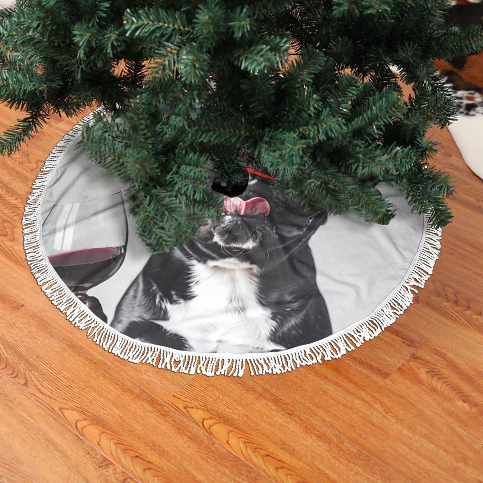 Christmas Tree Skirt, Cool French Bulldog Wine Christmas Tree ...