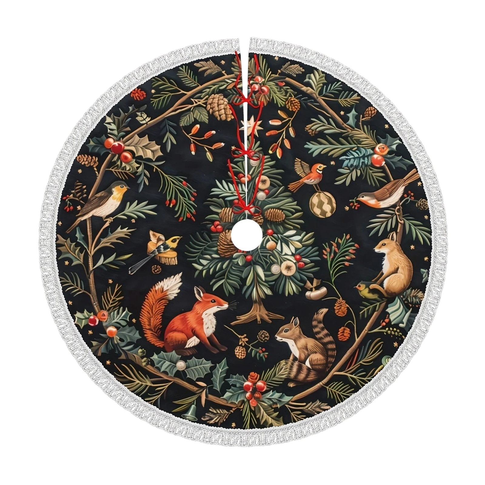 Christmas Tree Skirt,Countryside Tree Skirt with White Snowflake ...