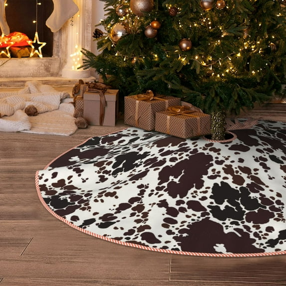 Christmas Tree Skirt - Cow Skin Halloween Tree Skirt Winter Fall Tree ...