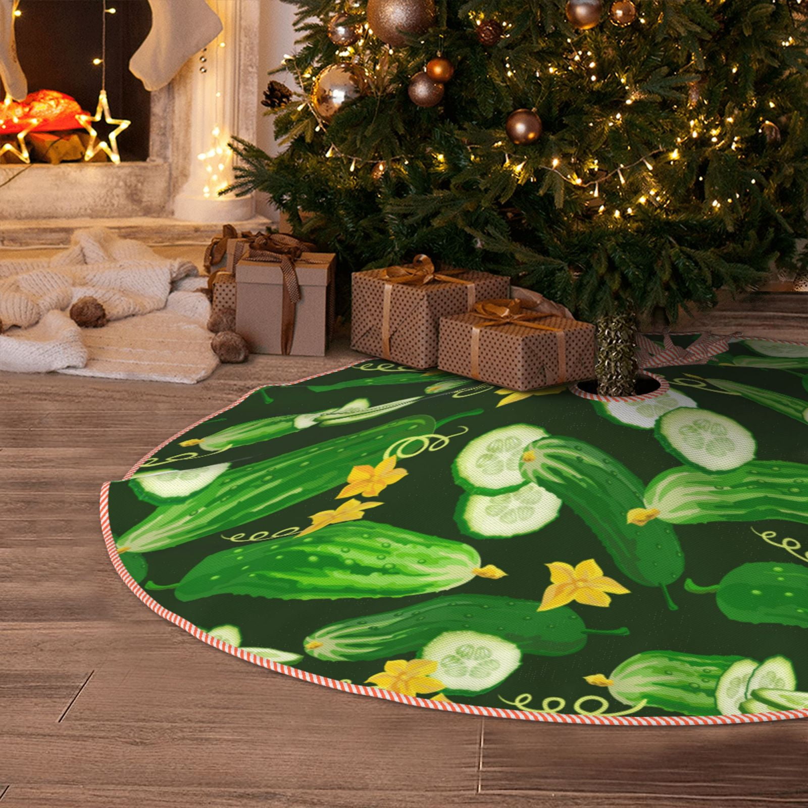 Christmas Tree Skirt - Cucumber Pattern leaf Halloween Tree Skirt ...