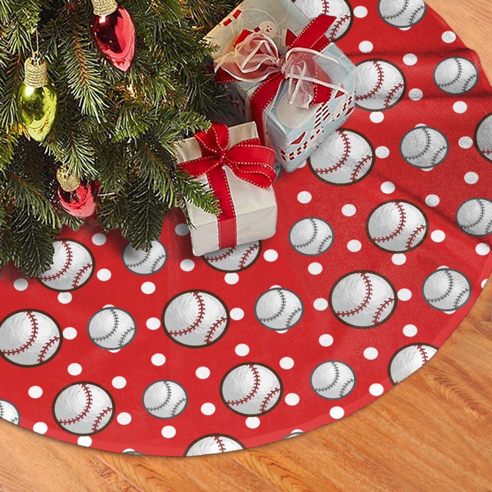 Christmas Tree Skirt, Cute Baseball C Soft Plush Christmas Tree ...