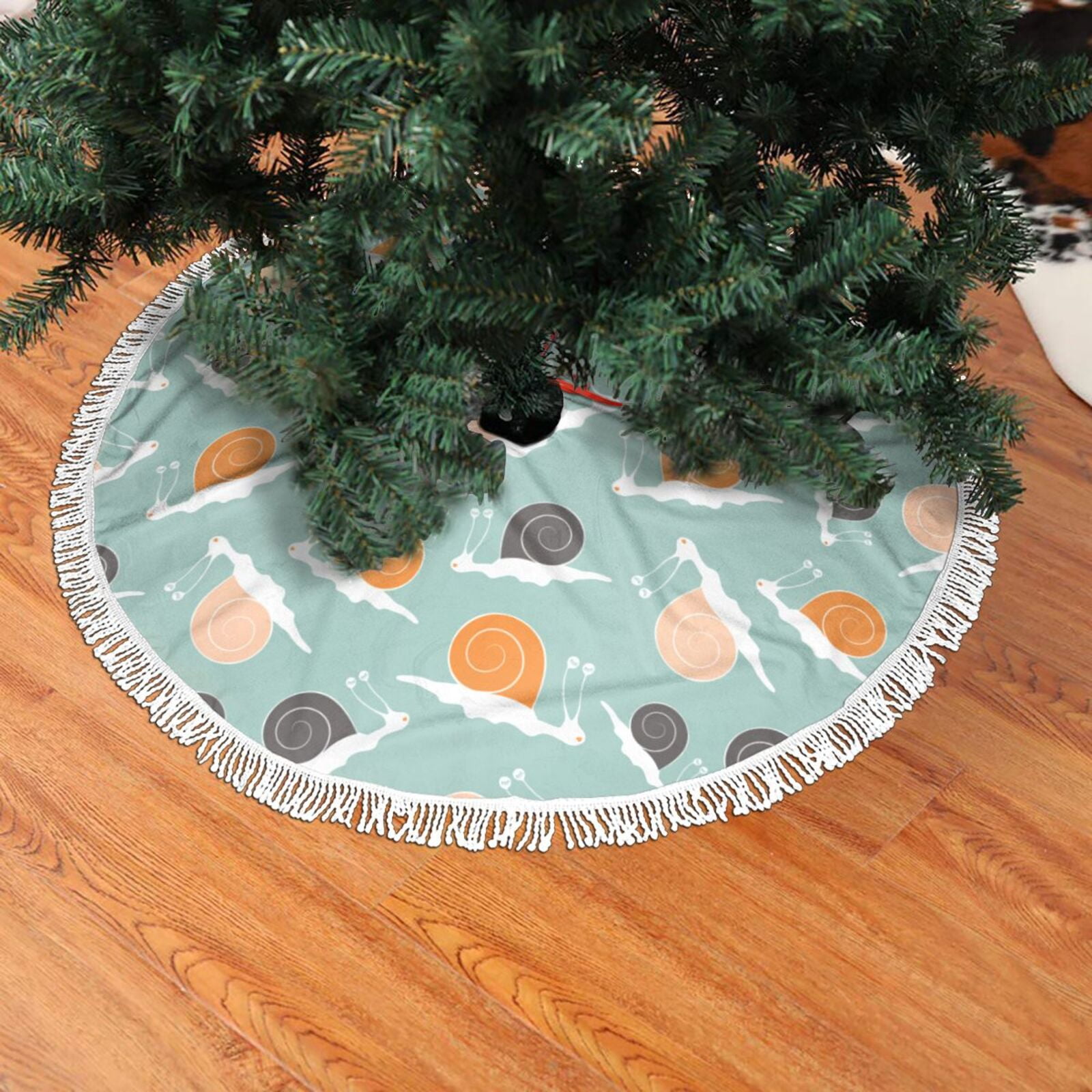 Christmas Tree Skirt, Cute Cartoon Snails Christmas Tree Decorations ...