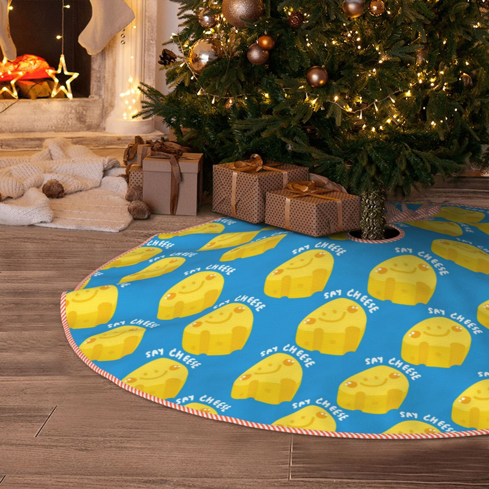 Christmas Tree Skirt - Cute Cheese Navy Halloween Tree Skirt Winter ...
