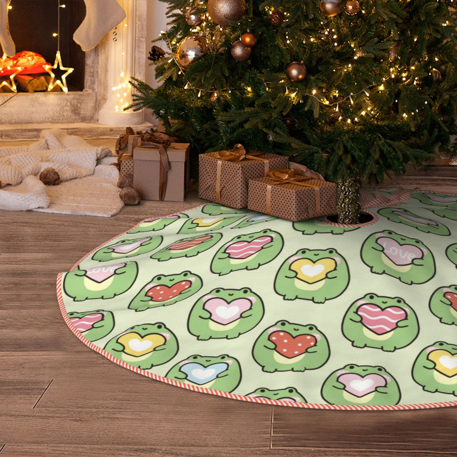 Christmas Tree Skirt - Cute Chubby Frog Halloween Tree Skirt Winter ...