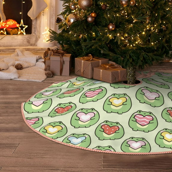 Christmas Tree Skirt - Cute Chubby Frog Halloween Tree Skirt Winter ...