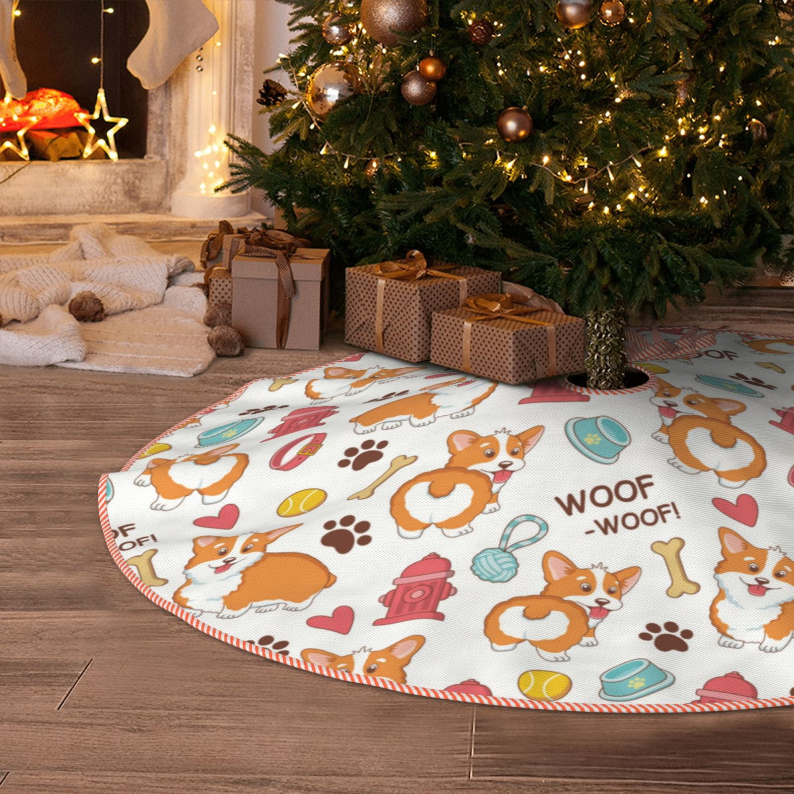 Christmas Tree Skirt - Cute Corgi Dog Play Props Halloween Tree Skirt ...