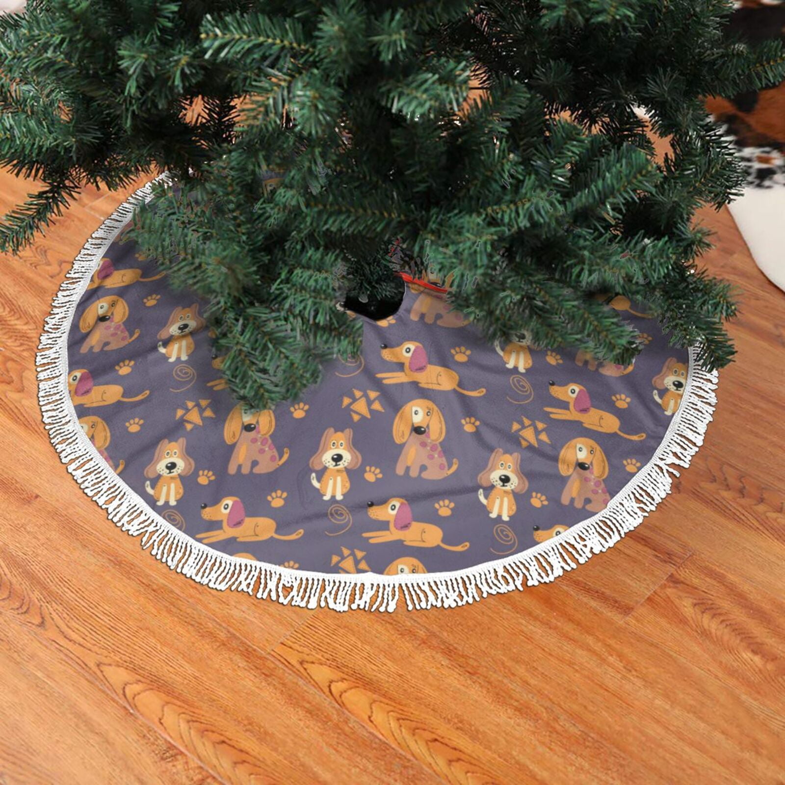 Christmas Tree Skirt, Cute Dog Bone Christmas Tree Decorations Indoor ...