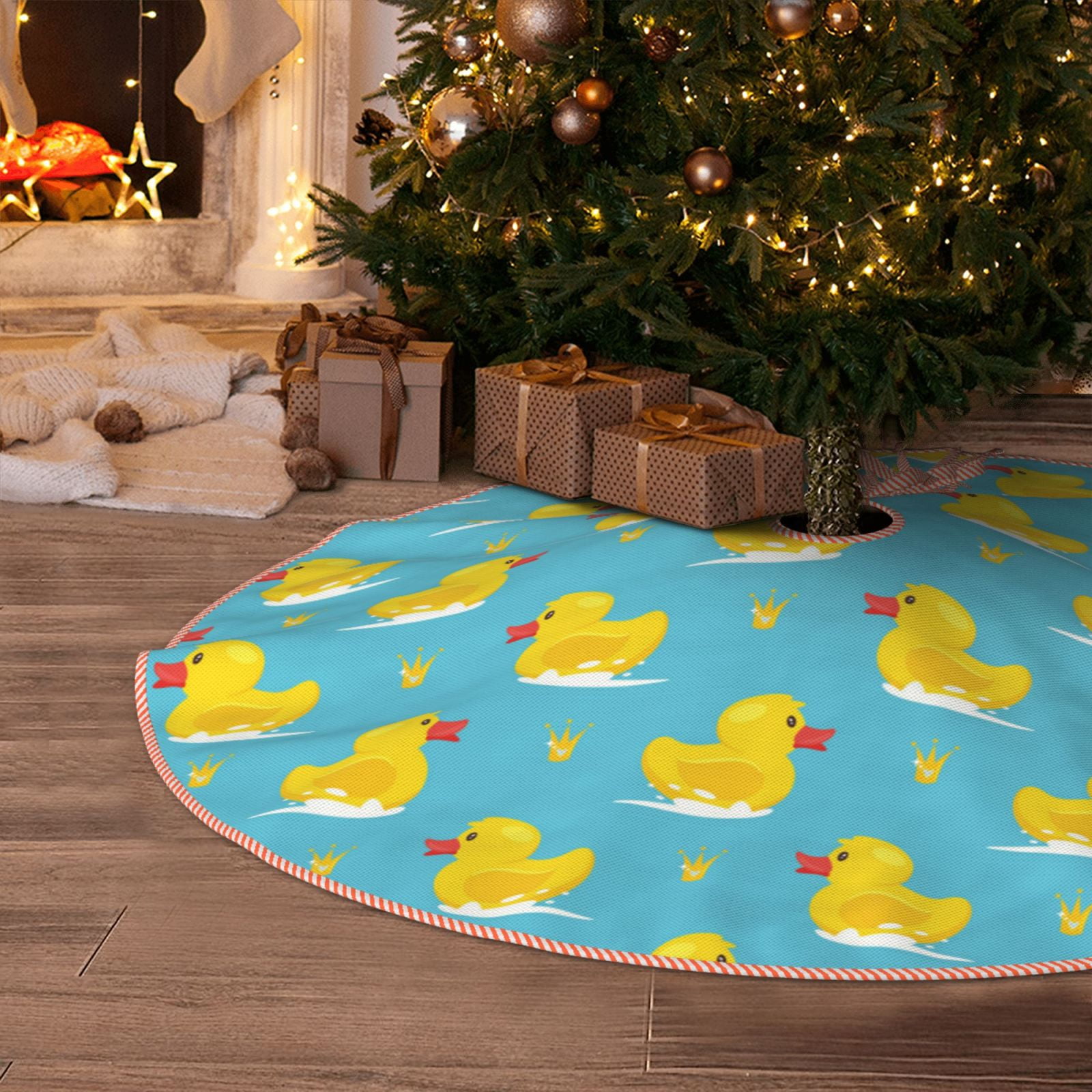 Christmas Tree Skirt - Cute Duck Swimming Halloween Tree Skirt Winter ...
