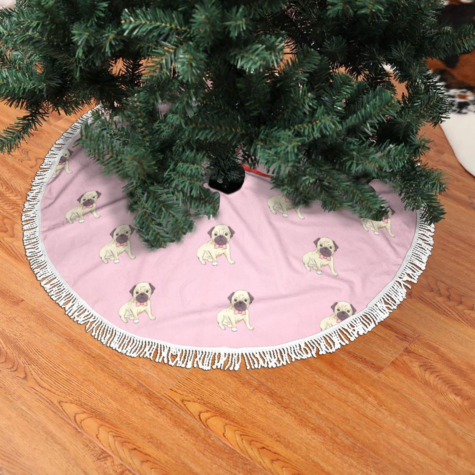 Christmas Tree Skirt, Cute French Bulldog Pink_A Christmas Tree ...