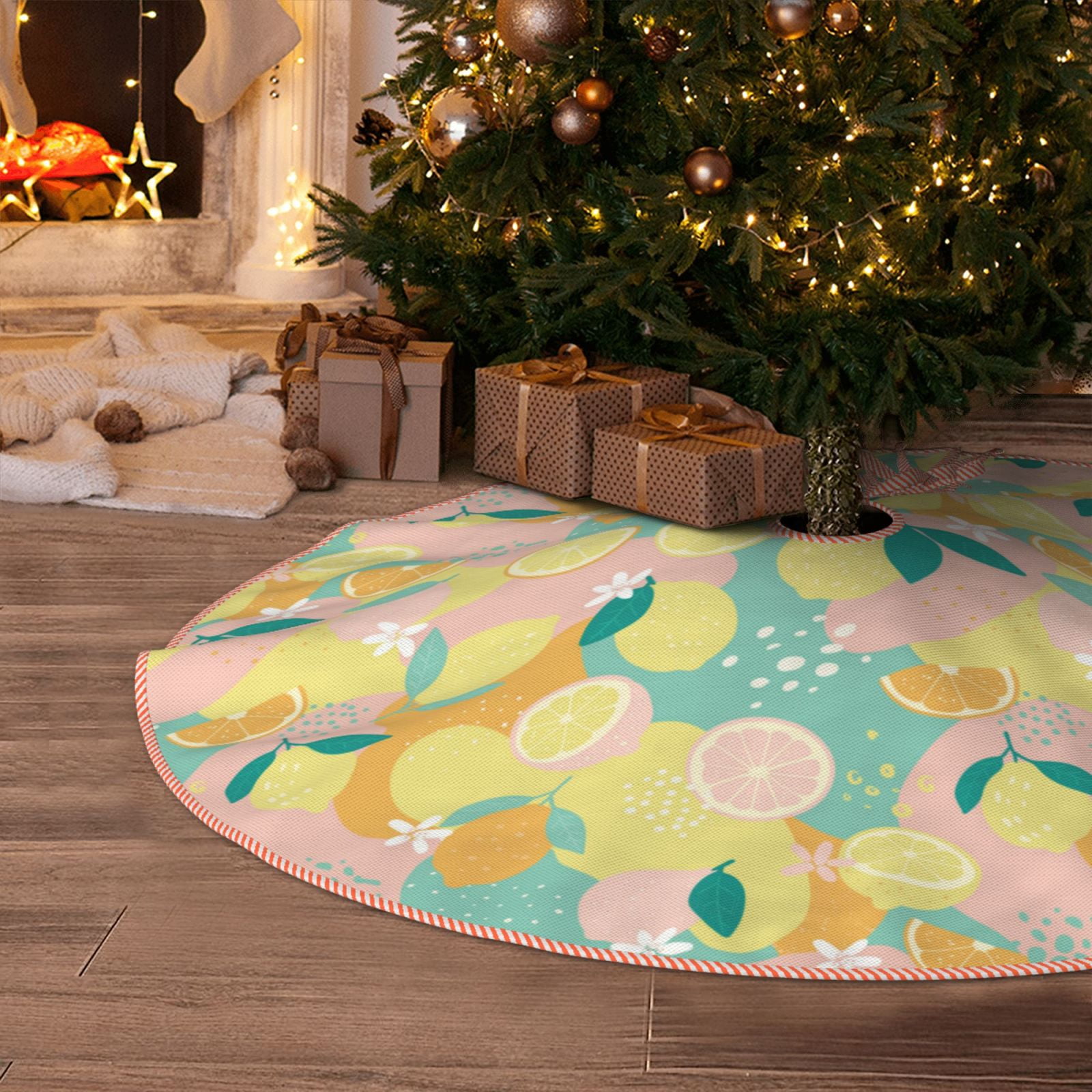 Christmas Tree Skirt - Cute Lemon Pink Blue Yellow Halloween Tree Skirt ...