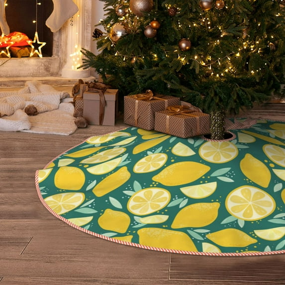 Christmas Tree Skirt - Cute Lemon Turquoise Halloween Tree Skirt Winter ...