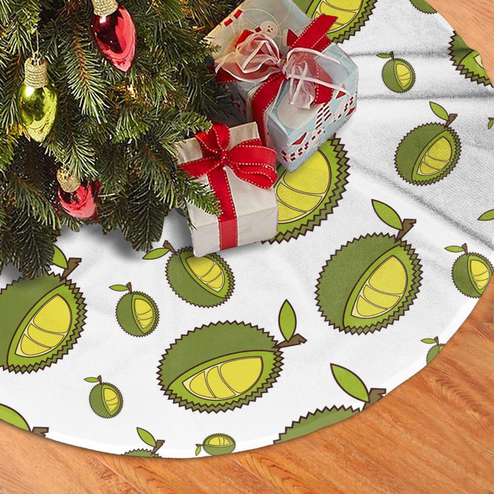 Christmas Tree Skirt, Cute Mint Green Durian Soft Plush Christmas Tree ...