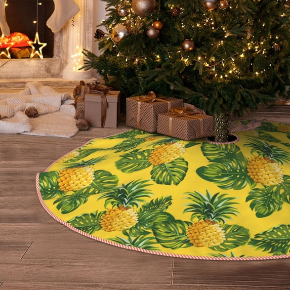 Christmas Tree Skirt - Cute Pineapple Green Leaves Halloween Tree Skirt ...