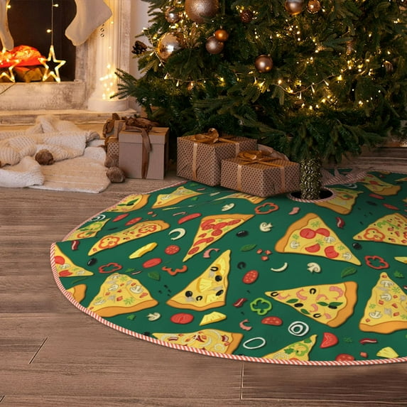 Christmas Tree Skirt - Cute Pizza Food Halloween Tree Skirt Winter Fall ...