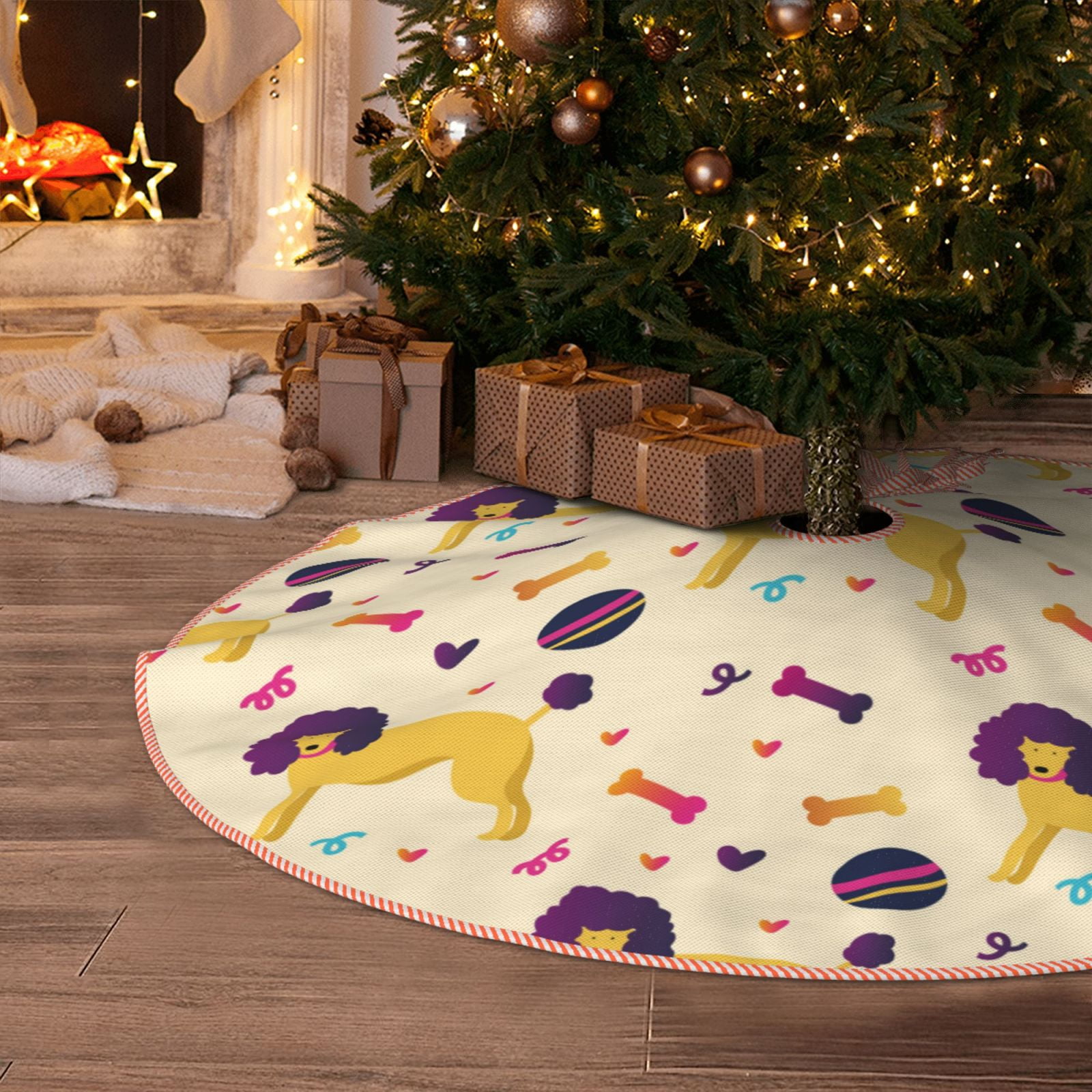 Christmas Tree Skirt - Cute Poodle Dog Funny Bones Halloween Tree Skirt ...