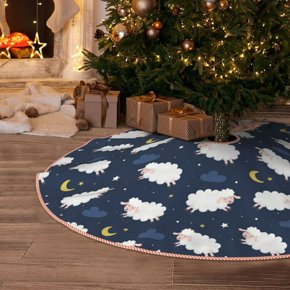 Christmas Tree Skirt - Cute Sheep 1 Halloween Tree Skirt Winter Fall ...