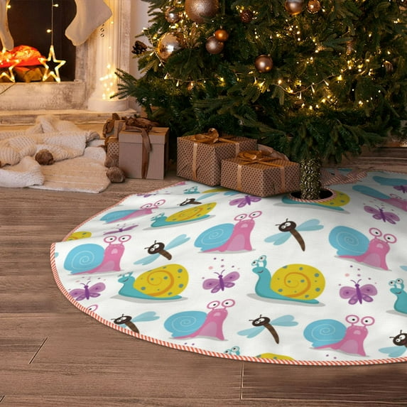 Christmas Tree Skirt - Cute Snail Dragonfly Butterfly Halloween Tree ...
