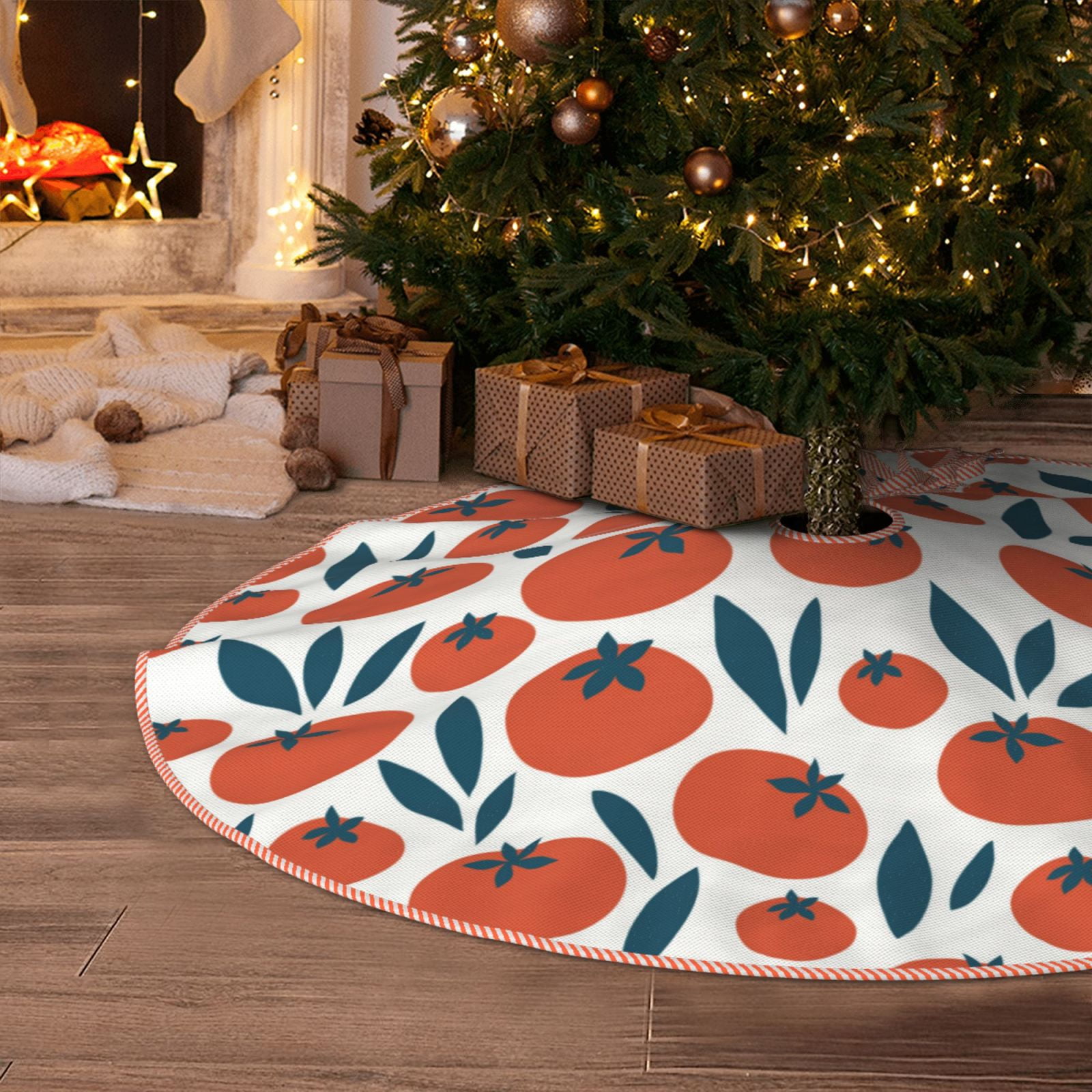 Christmas Tree Skirt - Cute Tomato Painting Halloween Tree Skirt Winter ...