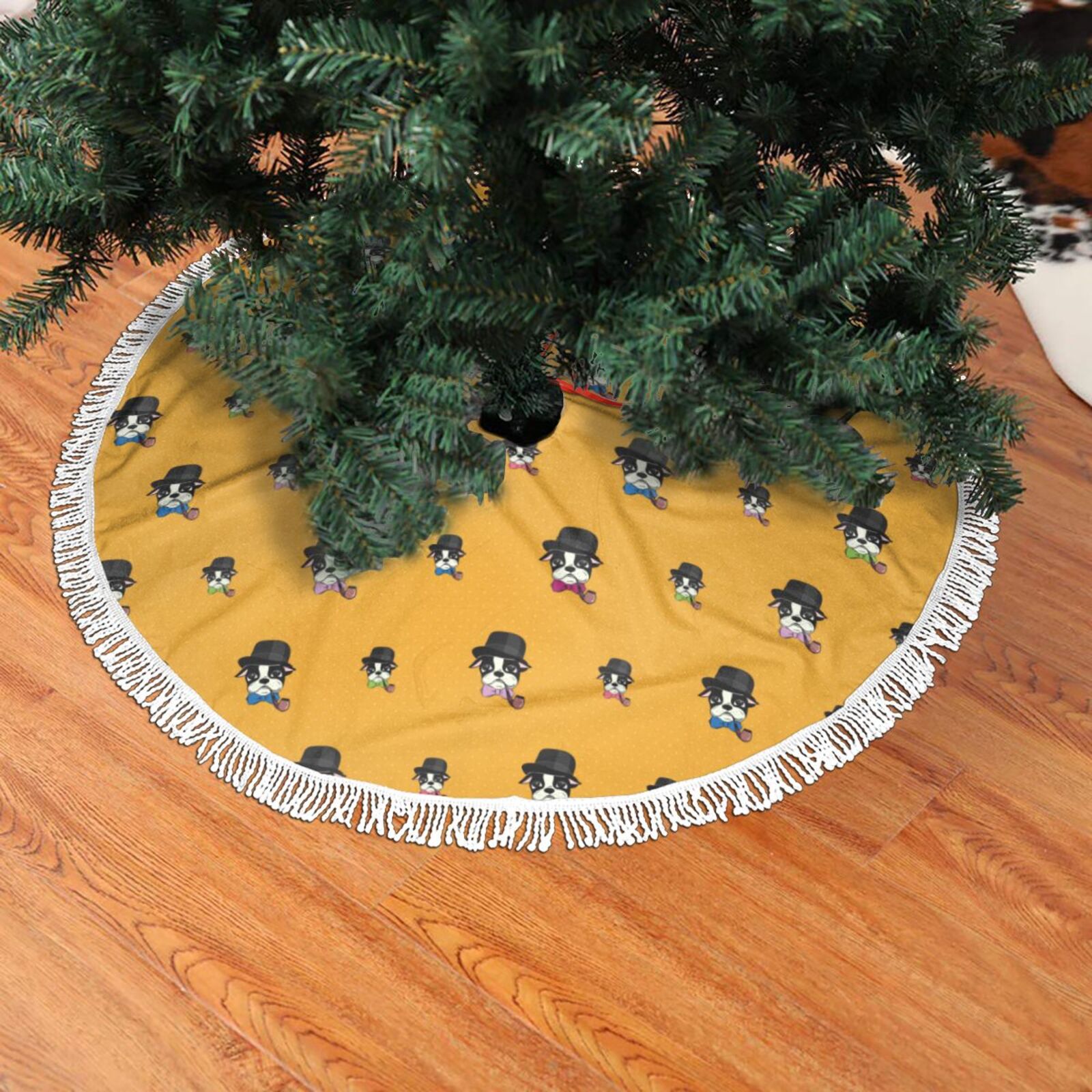 Christmas Tree Skirt, Cute dog C Christmas Tree Decorations Indoor ...