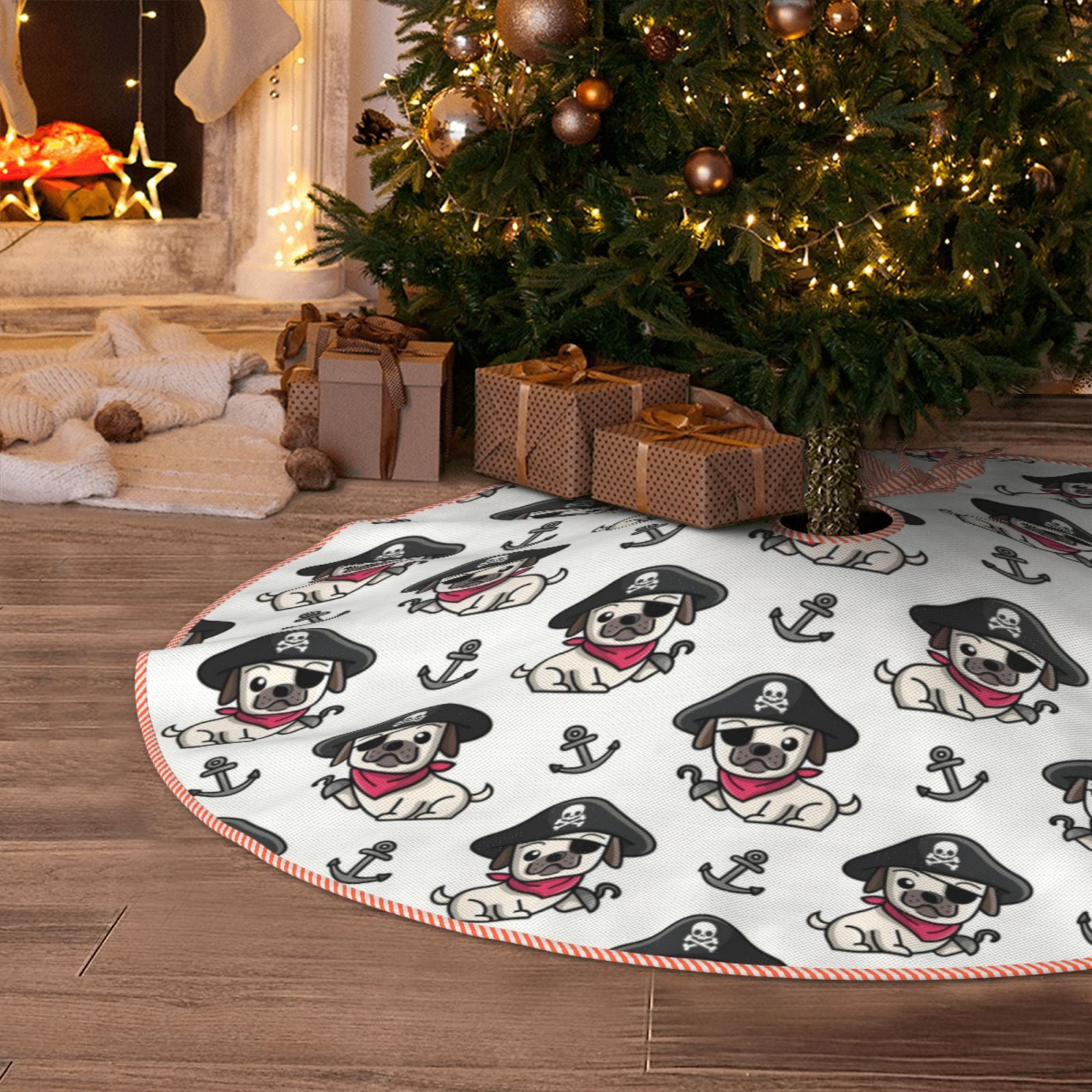 Christmas Tree Skirt - DOG IS WEARING PIRATE COSTUME Halloween Tree ...