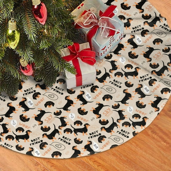 Christmas Tree Skirt, Dachshund Soft Plush Christmas Tree Decorations ...