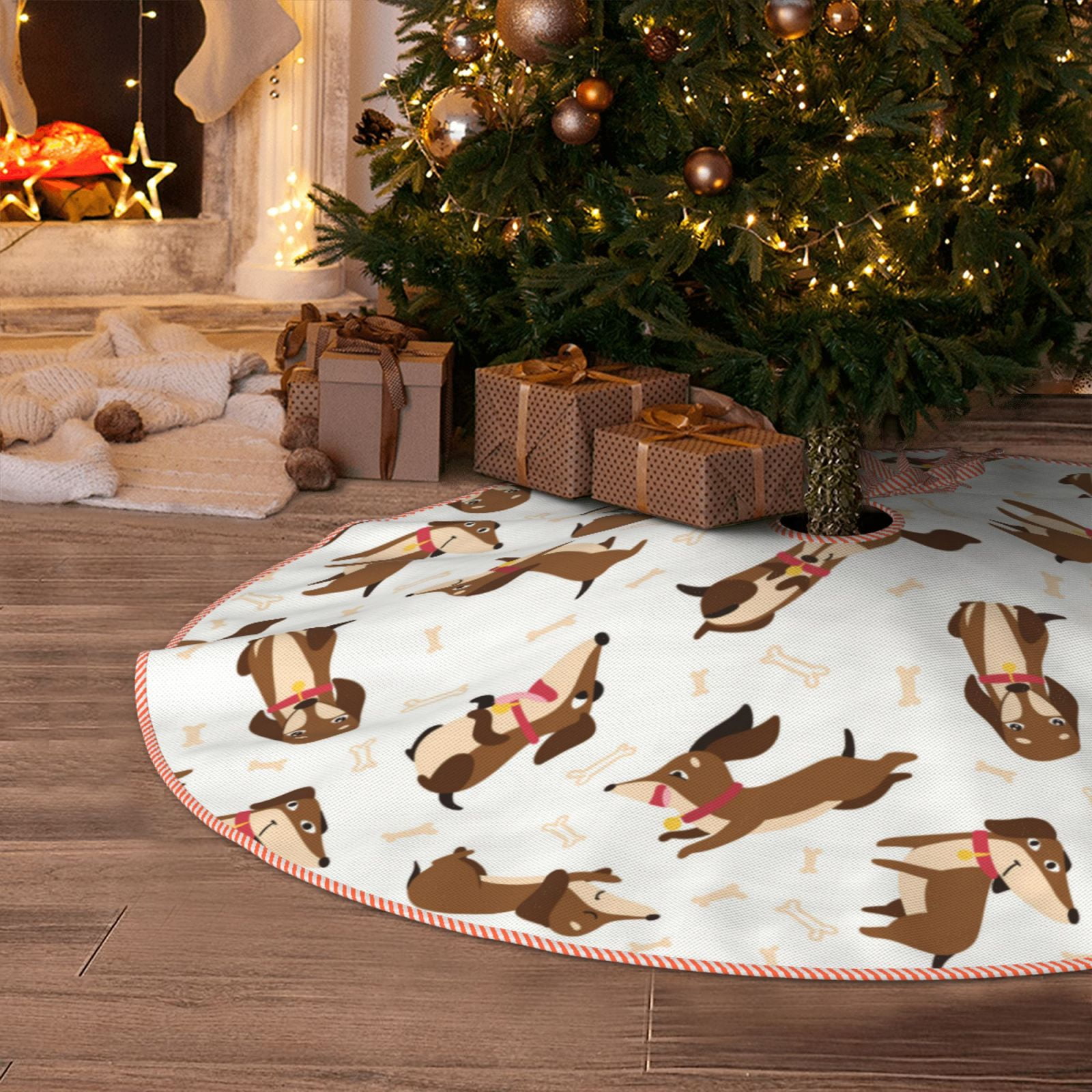 Christmas Tree Skirt - Dachshund bones funny cute Halloween Tree Skirt ...