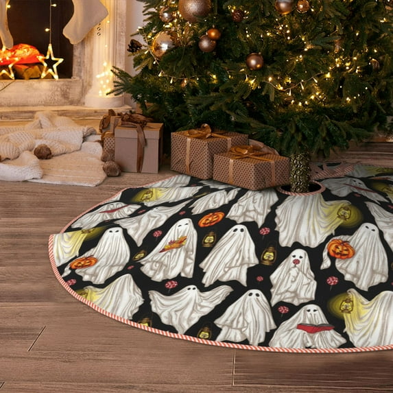 Christmas Tree Skirt - Different Ghosts Halloween Tree Skirt Winter ...