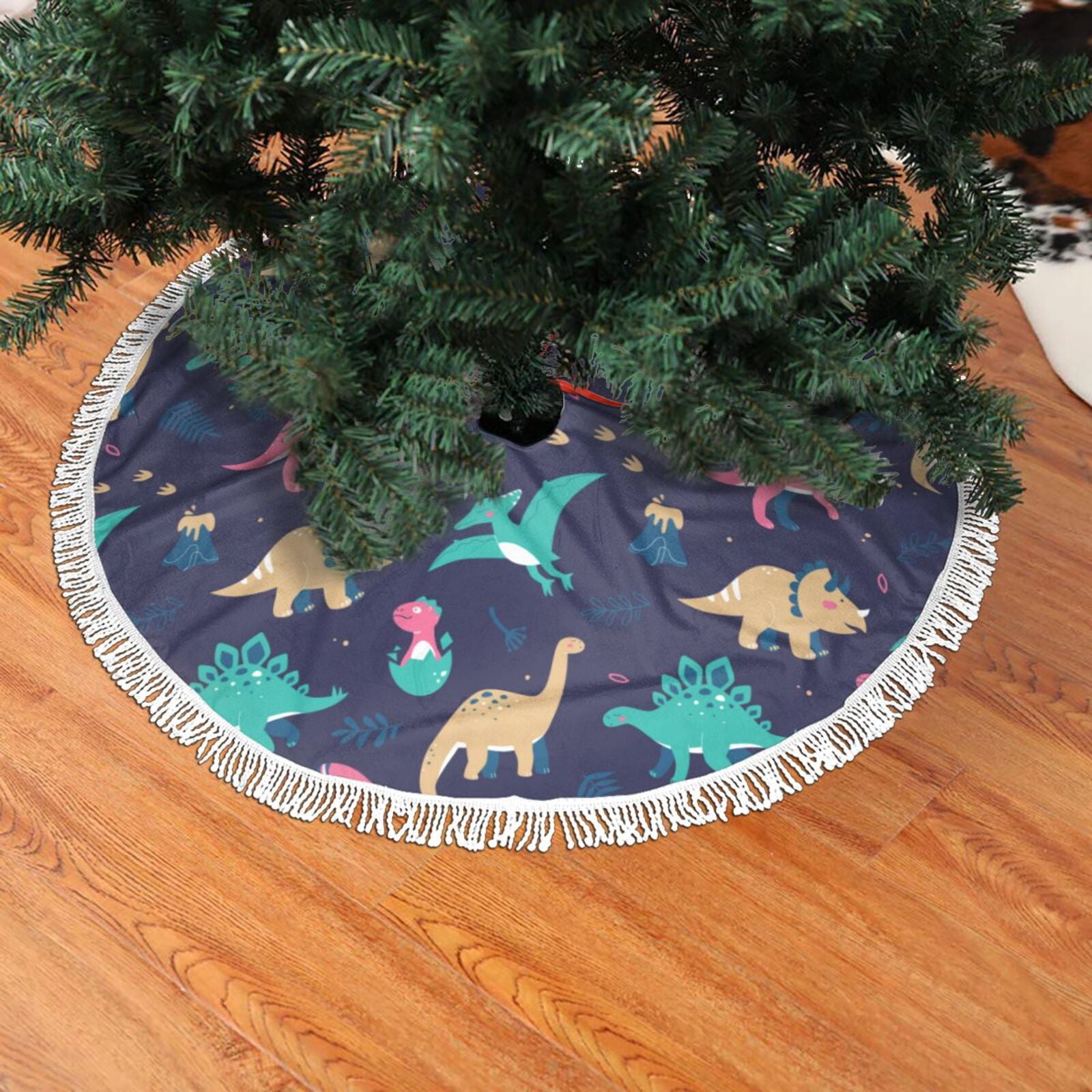 Christmas Tree Skirt, Dinosaur print L Christmas Tree Decorations ...