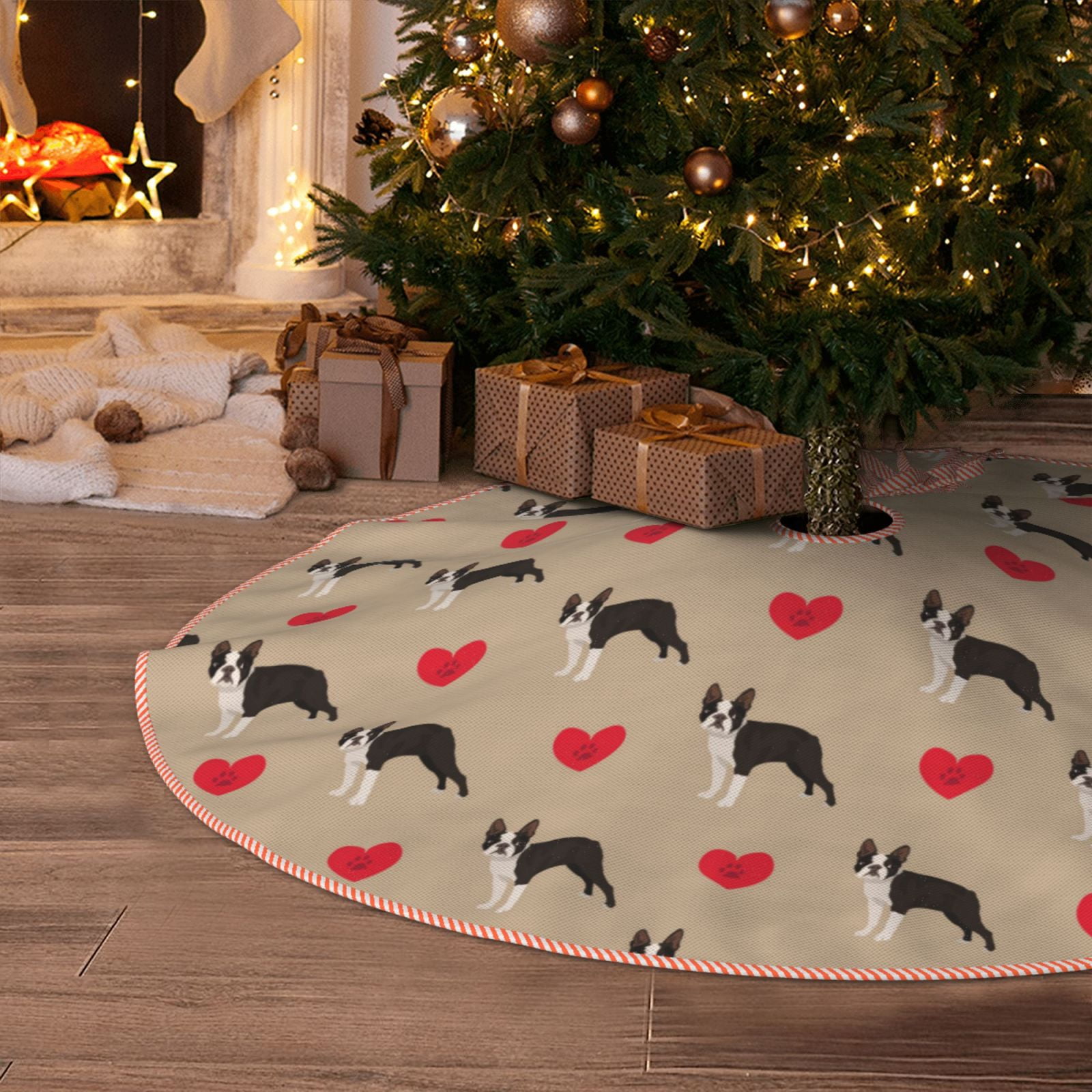 Christmas Tree Skirt - Dog boston terrier heart cute Halloween Tree ...