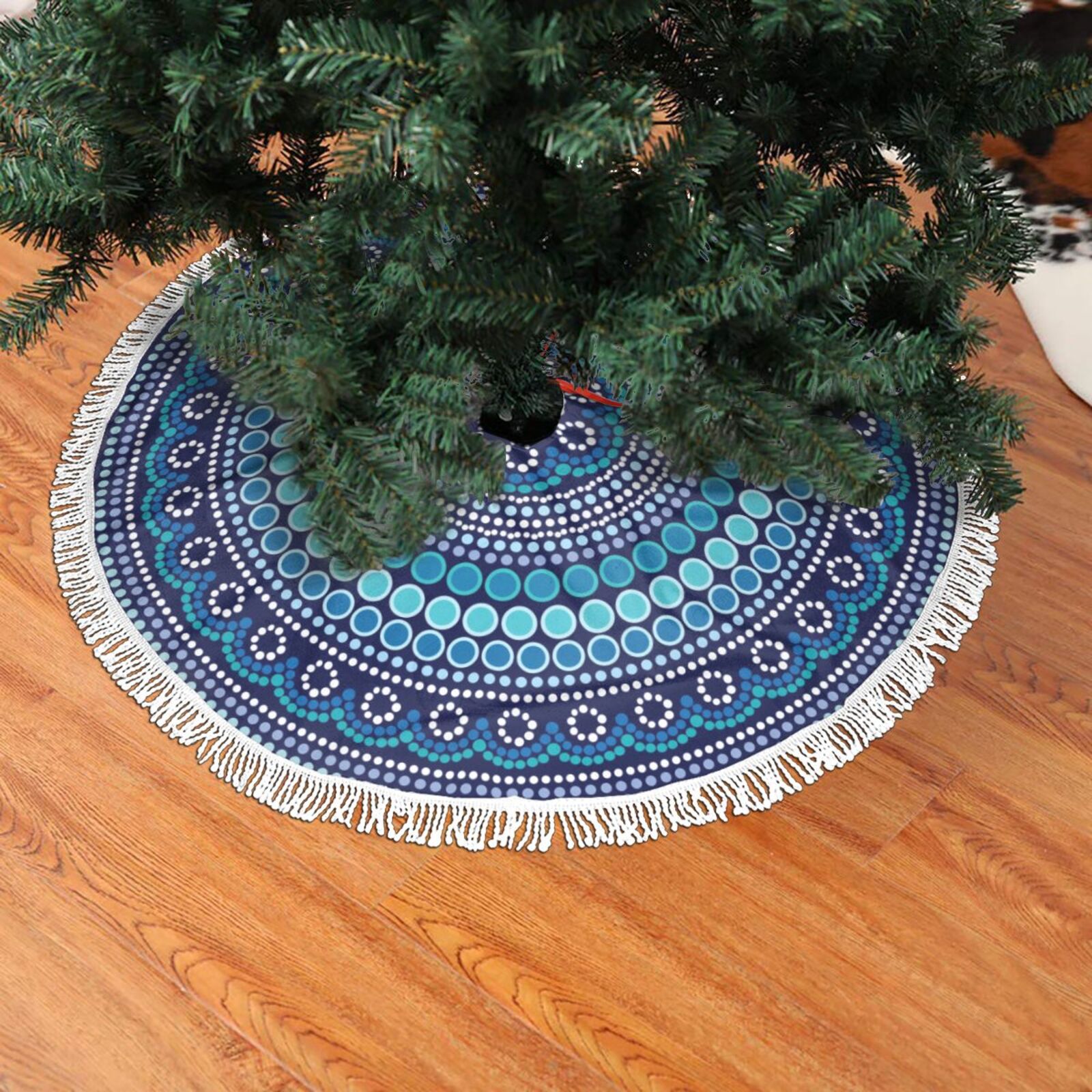 Christmas Tree Skirt, Dot Painting Christmas Tree Decorations Indoor ...