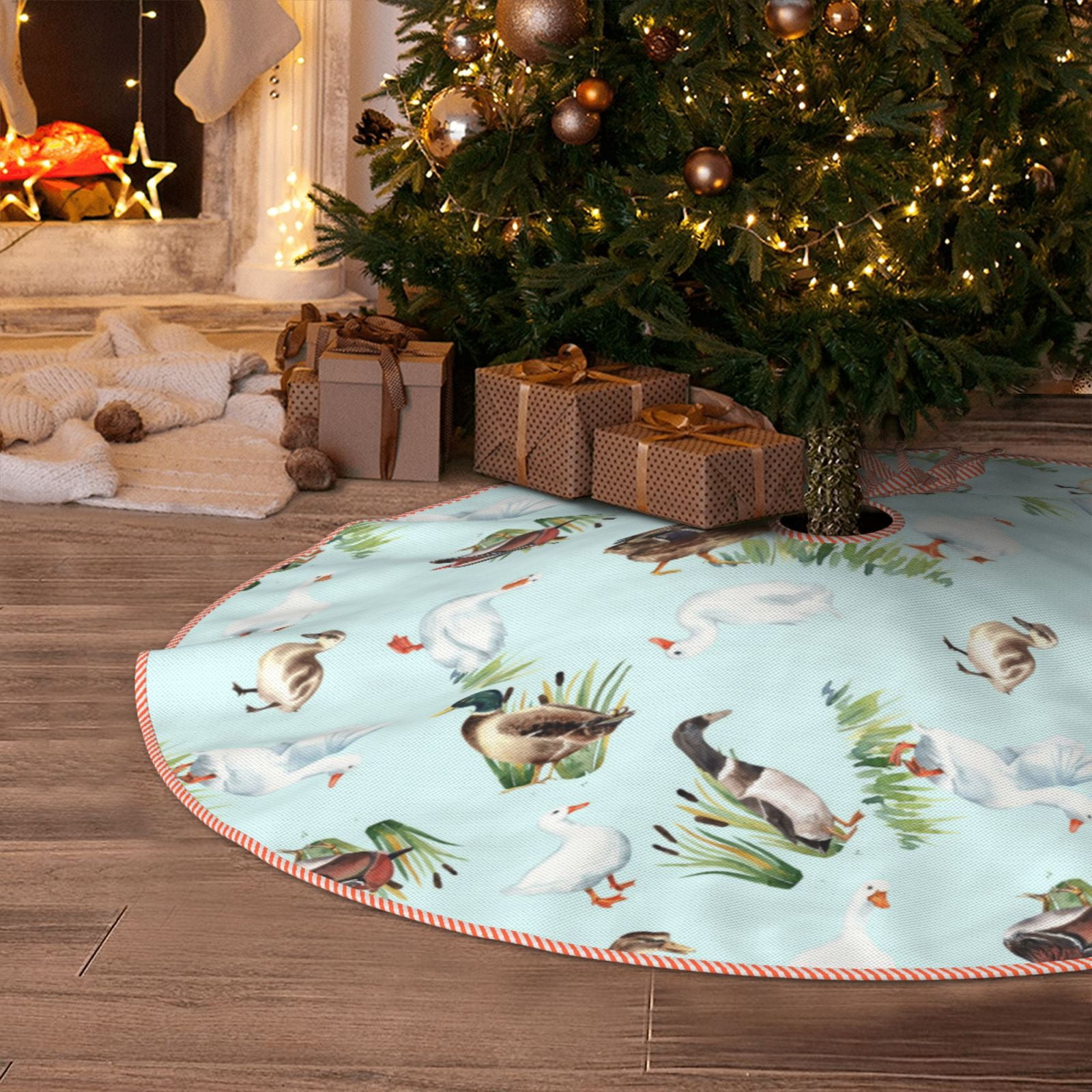 Christmas Tree Skirt - Duck Animals Farm Halloween Tree Skirt Winter ...