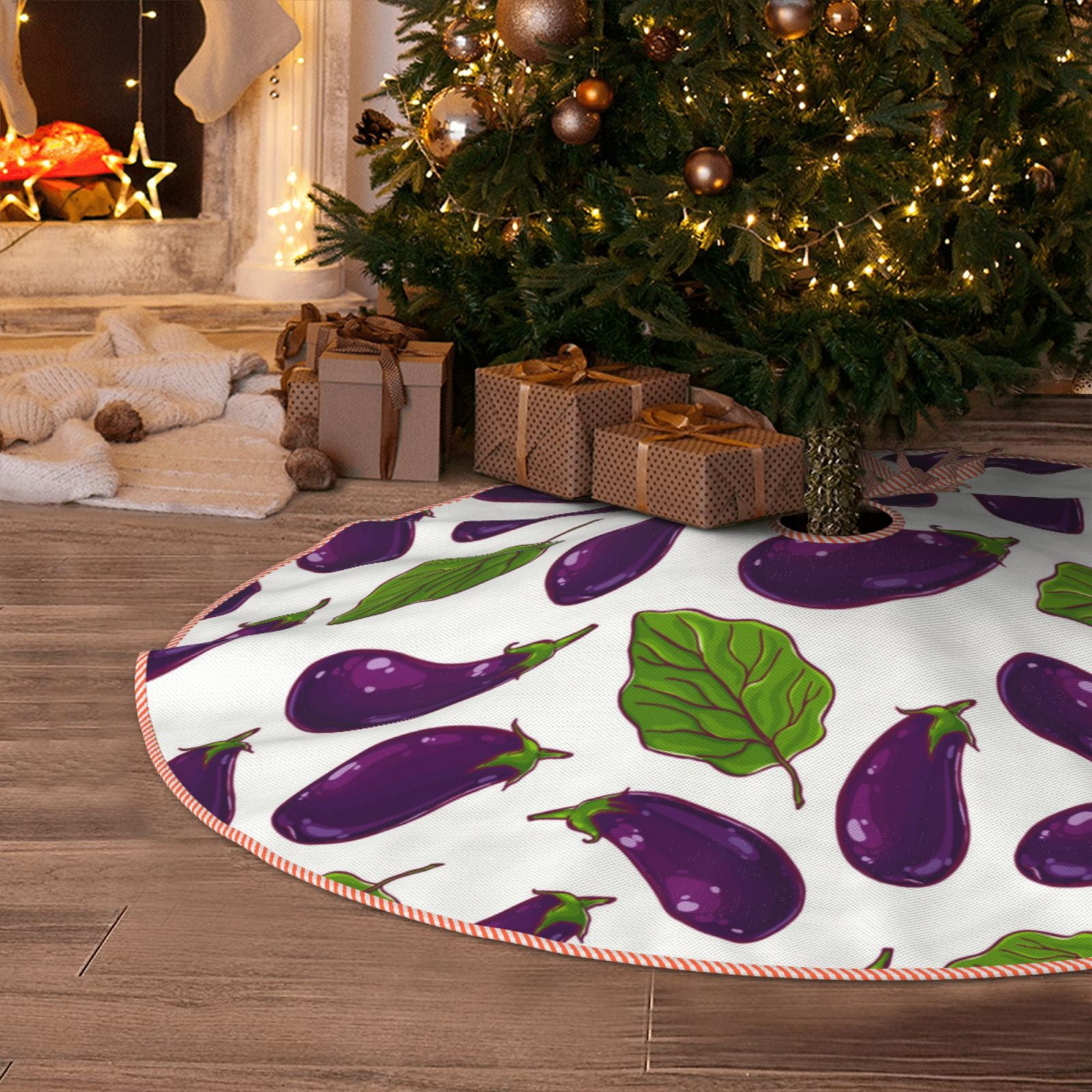 Christmas Tree Skirt - Eggplant Pattern leaf Halloween Tree Skirt ...