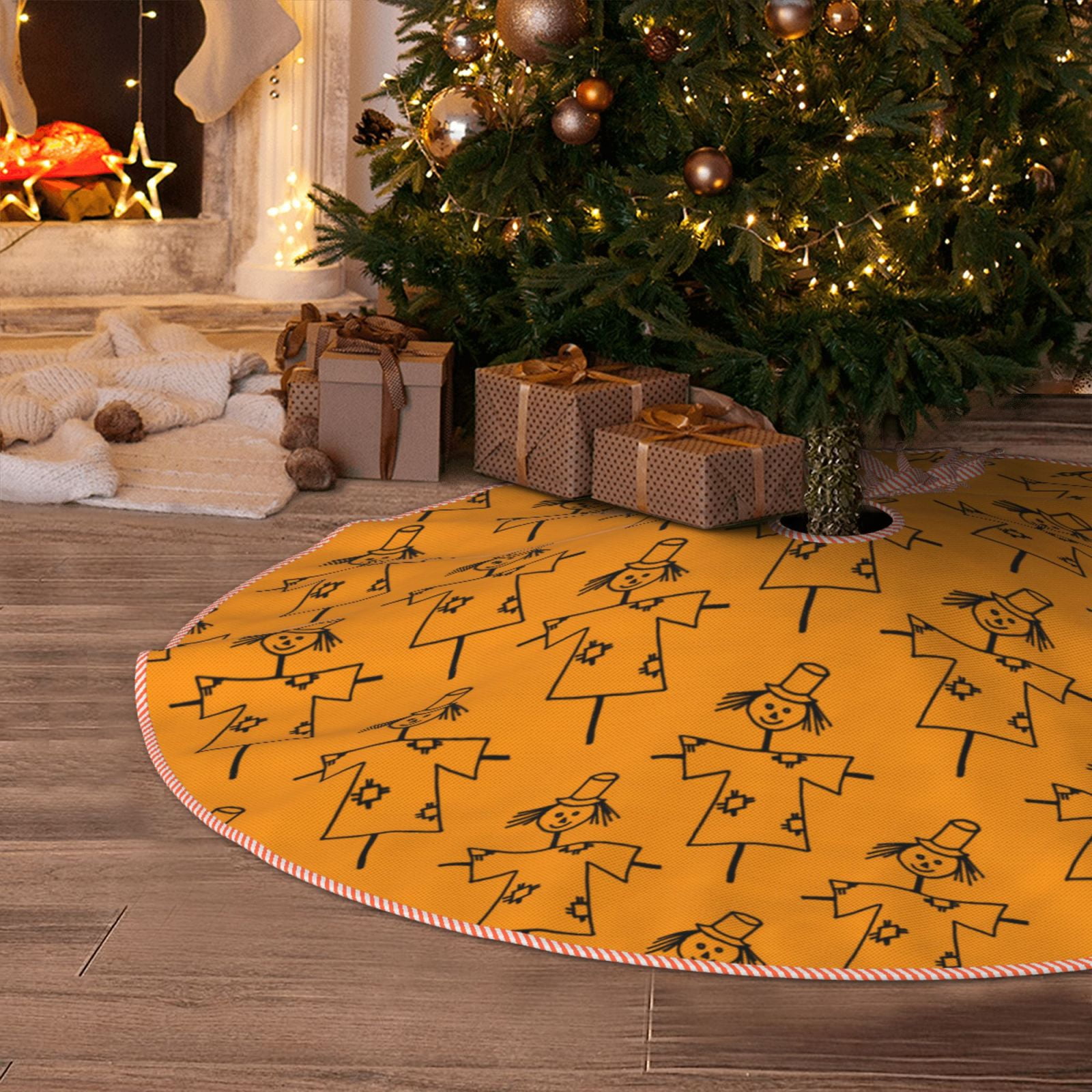 Christmas Tree Skirt - Fall Cute Simple Scarecrow Halloween Tree Skirt ...