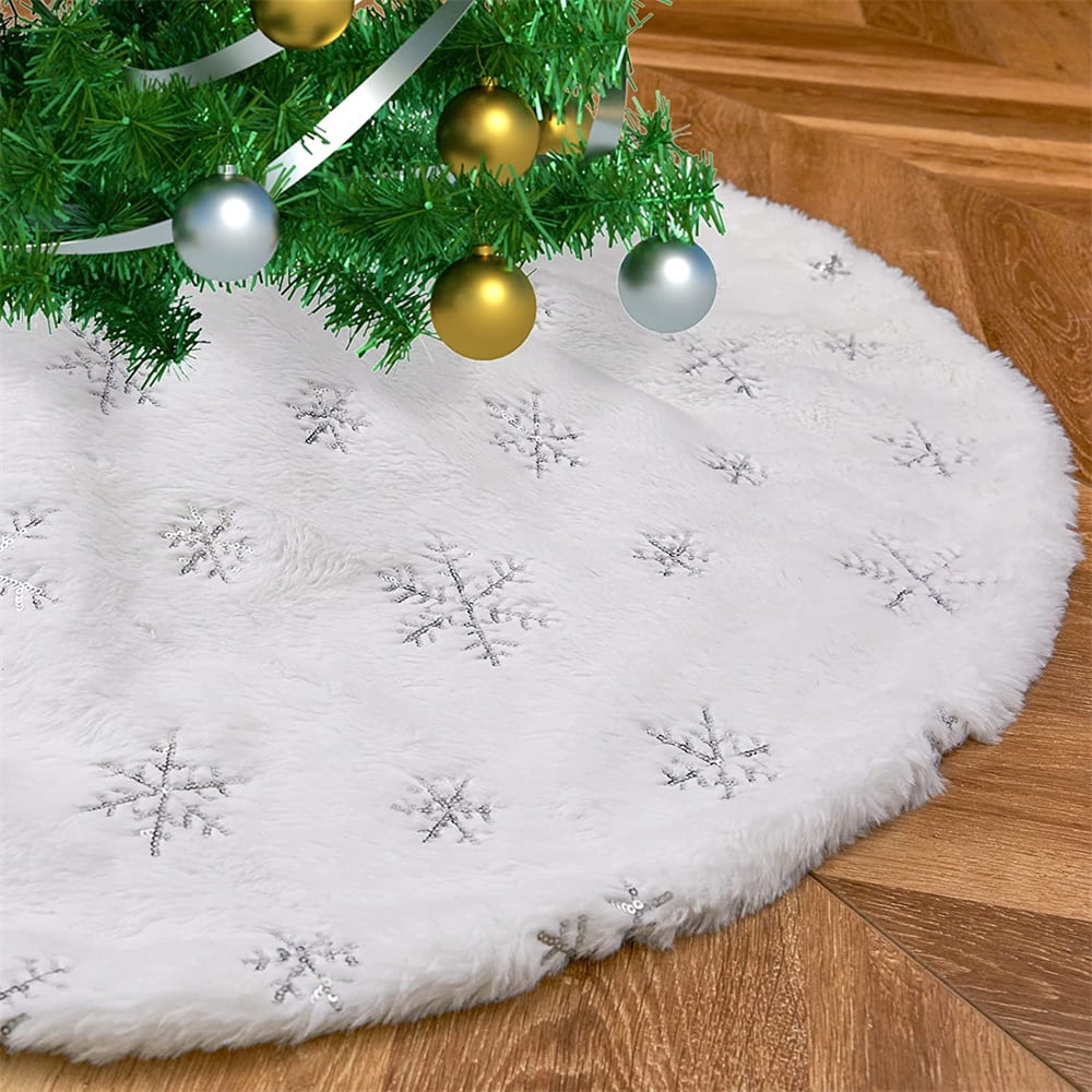 Christmas Tree Skirt,Faux Fur Christmas Tree Skirt, Xmas Plush Tree ...