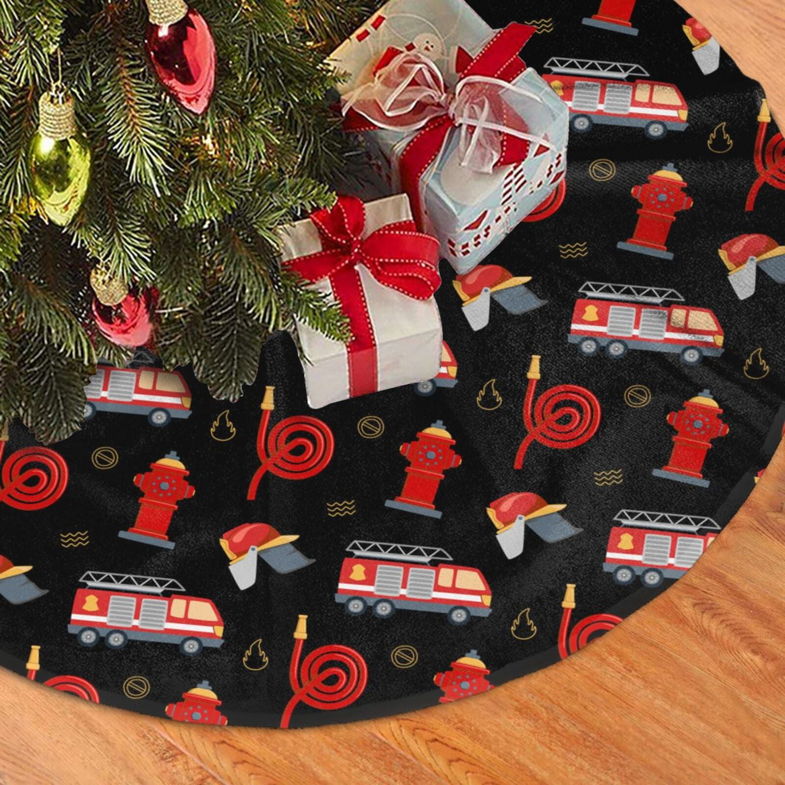 Christmas Tree Skirt, Fire Fighting Soft Plush Christmas Tree ...