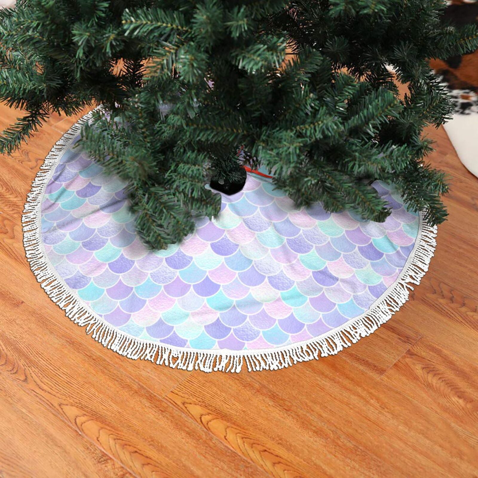 Christmas Tree Skirt, Fish scales watercolor texture Christmas Tree ...