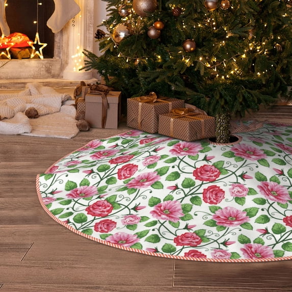 Christmas Tree Skirt - Flower print B Halloween Tree Skirt Winter Fall ...